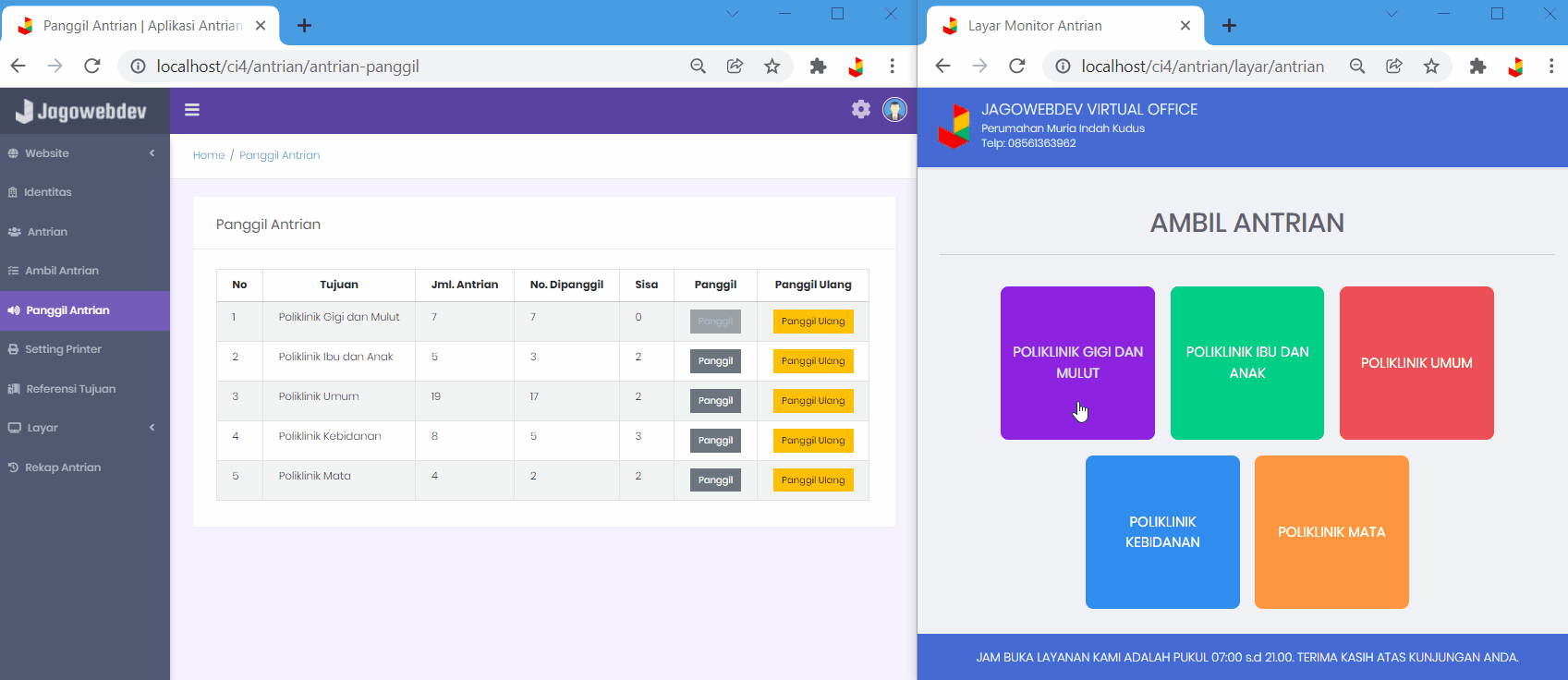 Aplikasi Antrian Berbasis Web | Jagowebdev.com