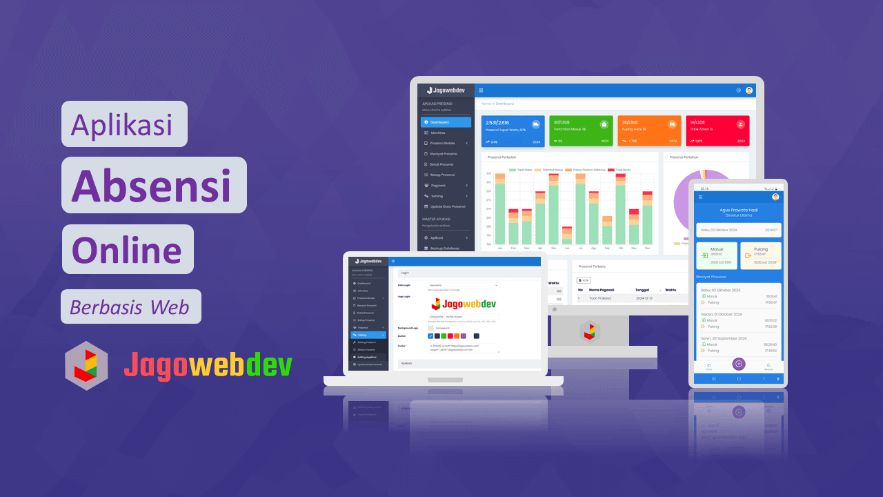 Aplikasi Absensi Online Karyawan Siswa Berbasis Web | Jagowebdev.com